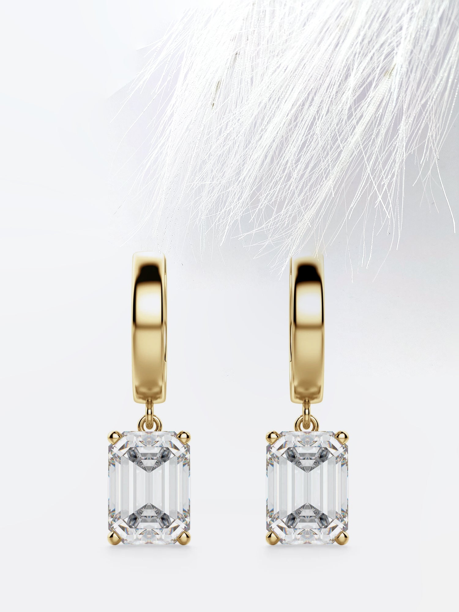 Emerald Cut Moissanite Drop Diamond Earrings in 18K Gold – DAVID SIMSON