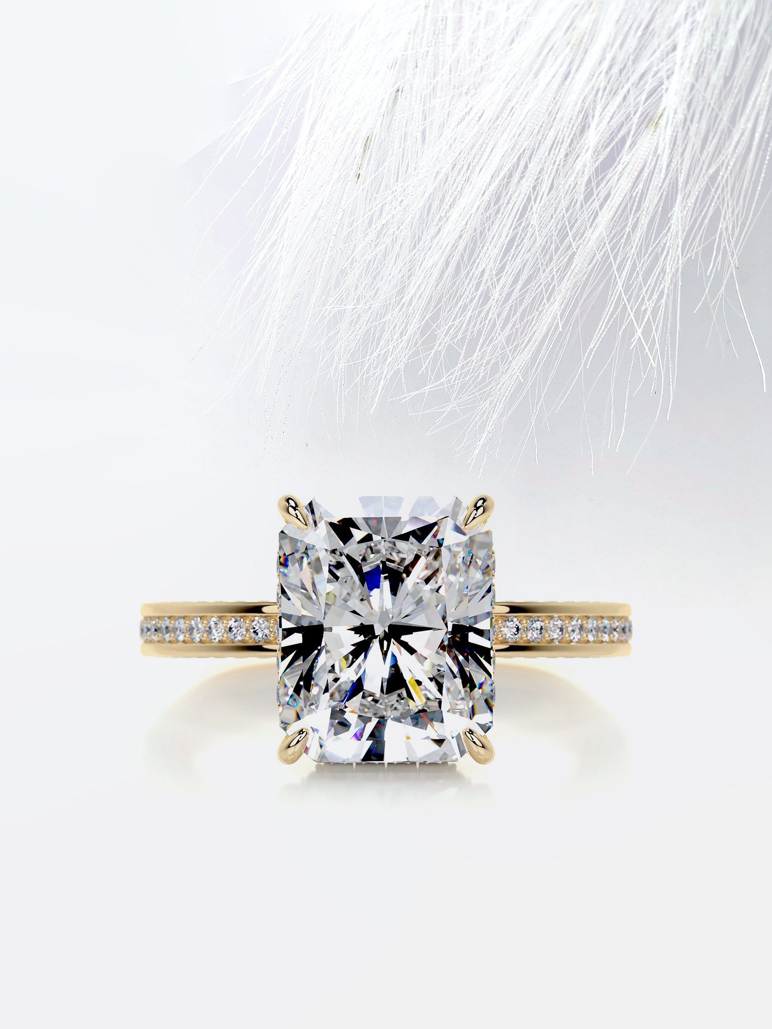 3.8CT Radiant Cut Moissanite Channel Set Pave Diamond Engagement Ring ...