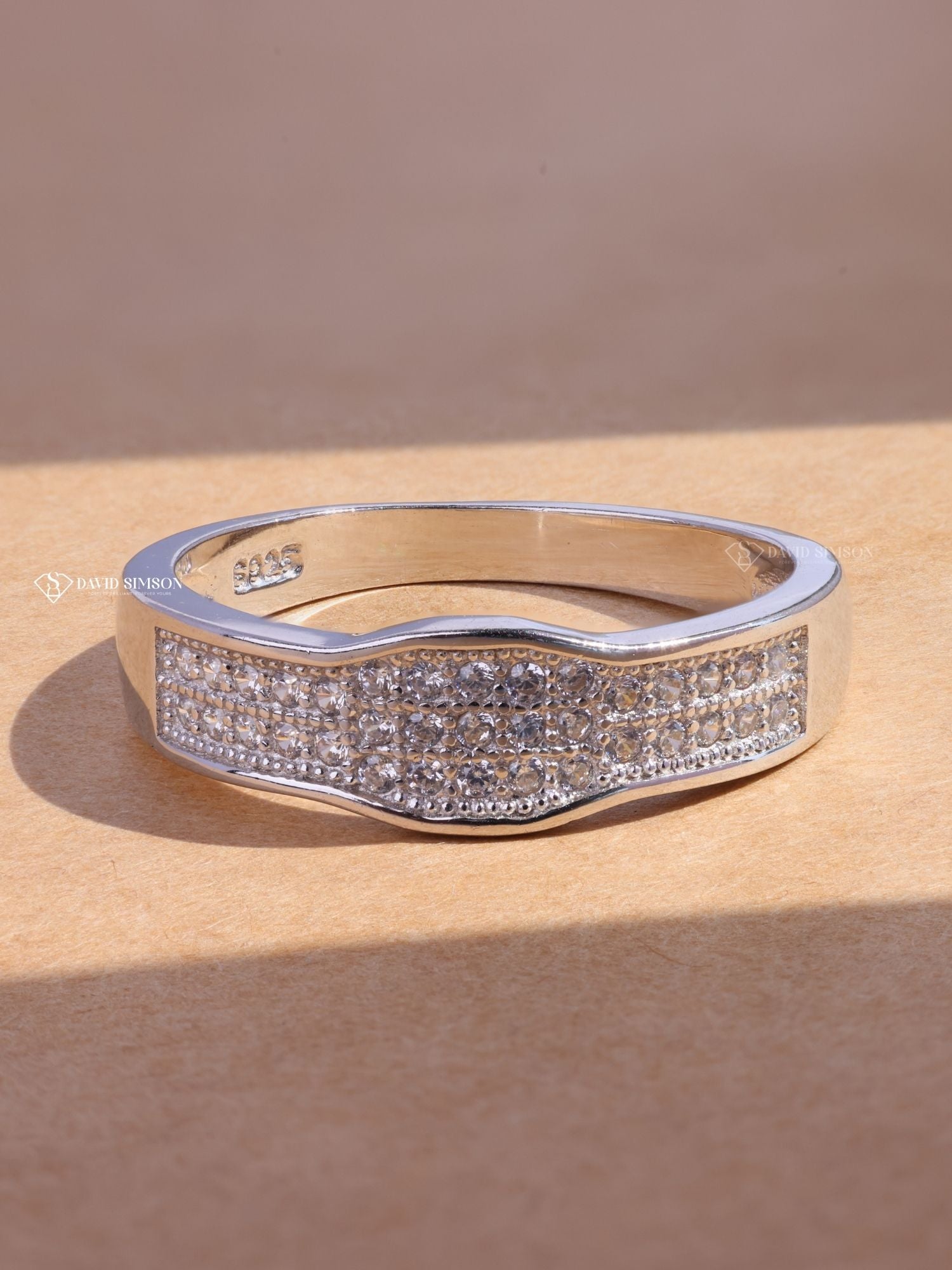 Round Cut Diamond Half Eternity Unique Wedding Band – DAVID SIMSON