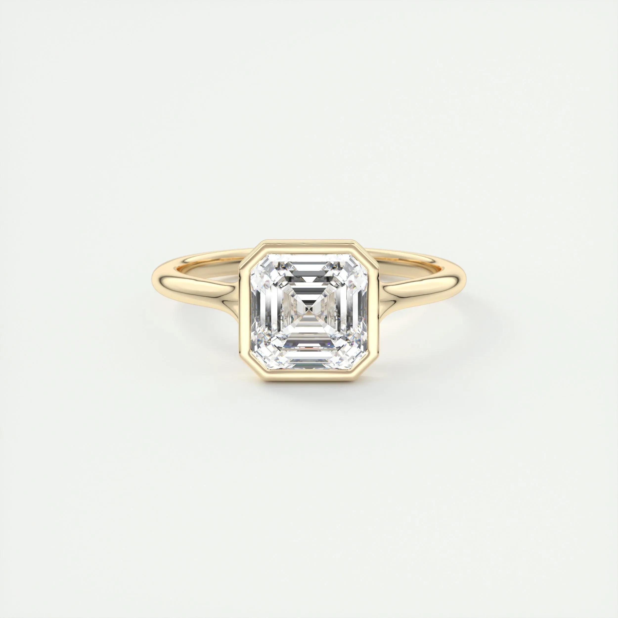 2.03CT Bezel Set Asscher Cut Solitaire Moissanite Engagement Ring ...