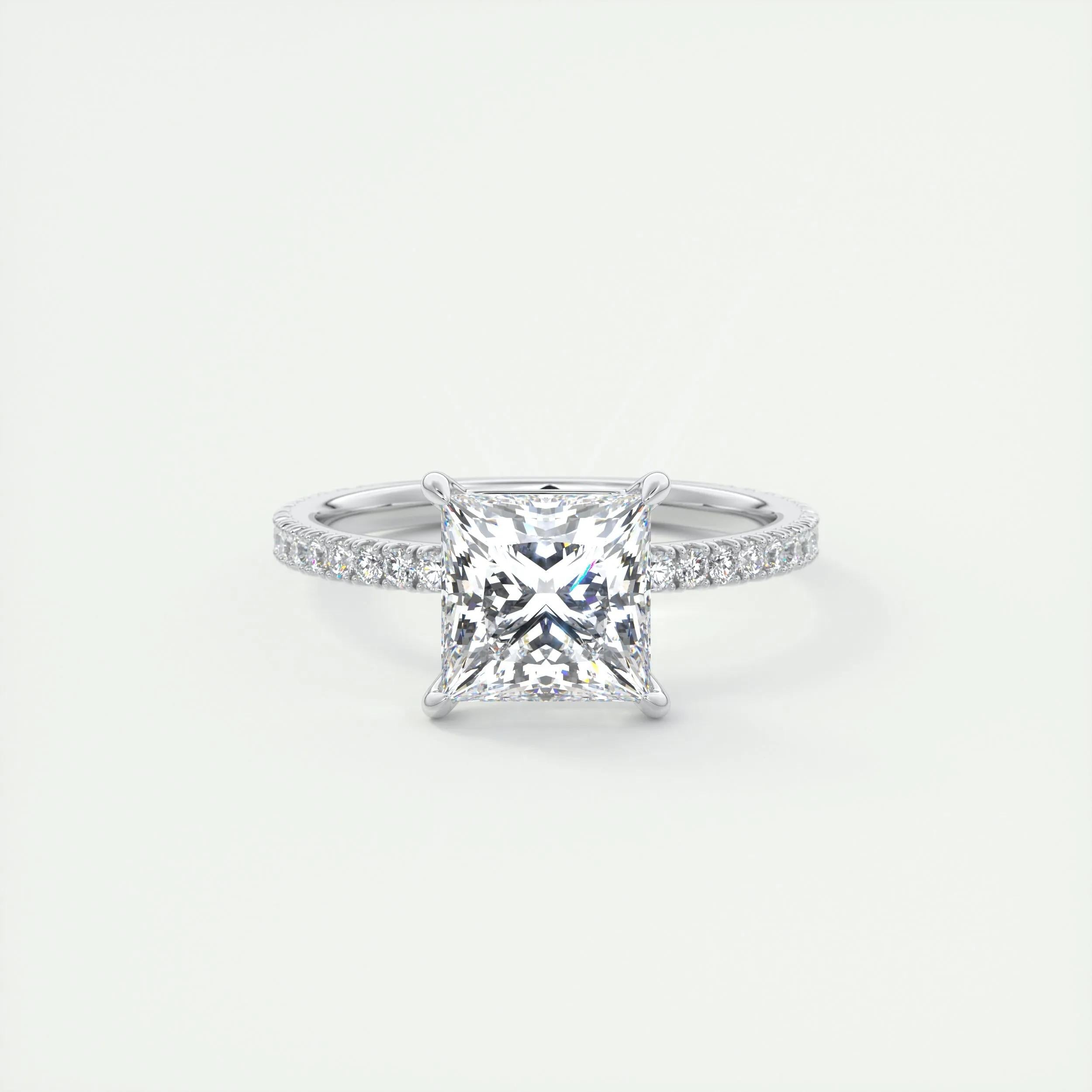 2.08CT Princess Cut Pave Moissanite Diamond Engagement Ring – DAVID SIMSON