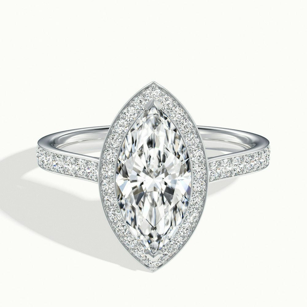 2.0CT Marquise Cut Diamond Channel Set Halo Moissanite Engagement Ring ...