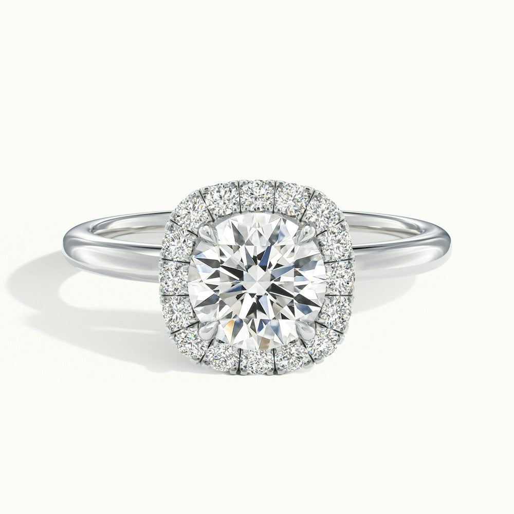 1.50CT Round Cut Diamond Squire Halo Moissanite Engagement Ring – DAVID ...