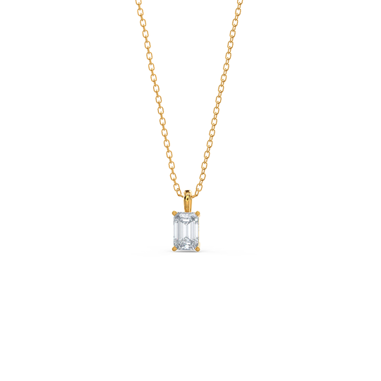 Classic Emerald Moissanite Solitaire Pendent Necklace in Solid Gold ...