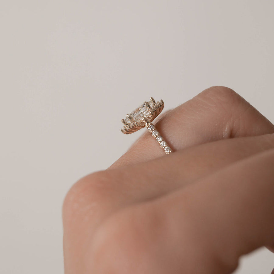 1.0ct Marquise Cluster Halo Diamond Moissanite Engagement Ring – DAVID SIMSON