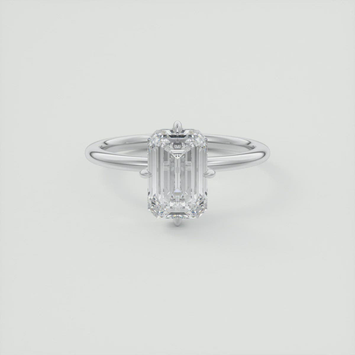2CT Compass Point Emerald Solitaire Moissanite Diamond Engagement Ring ...