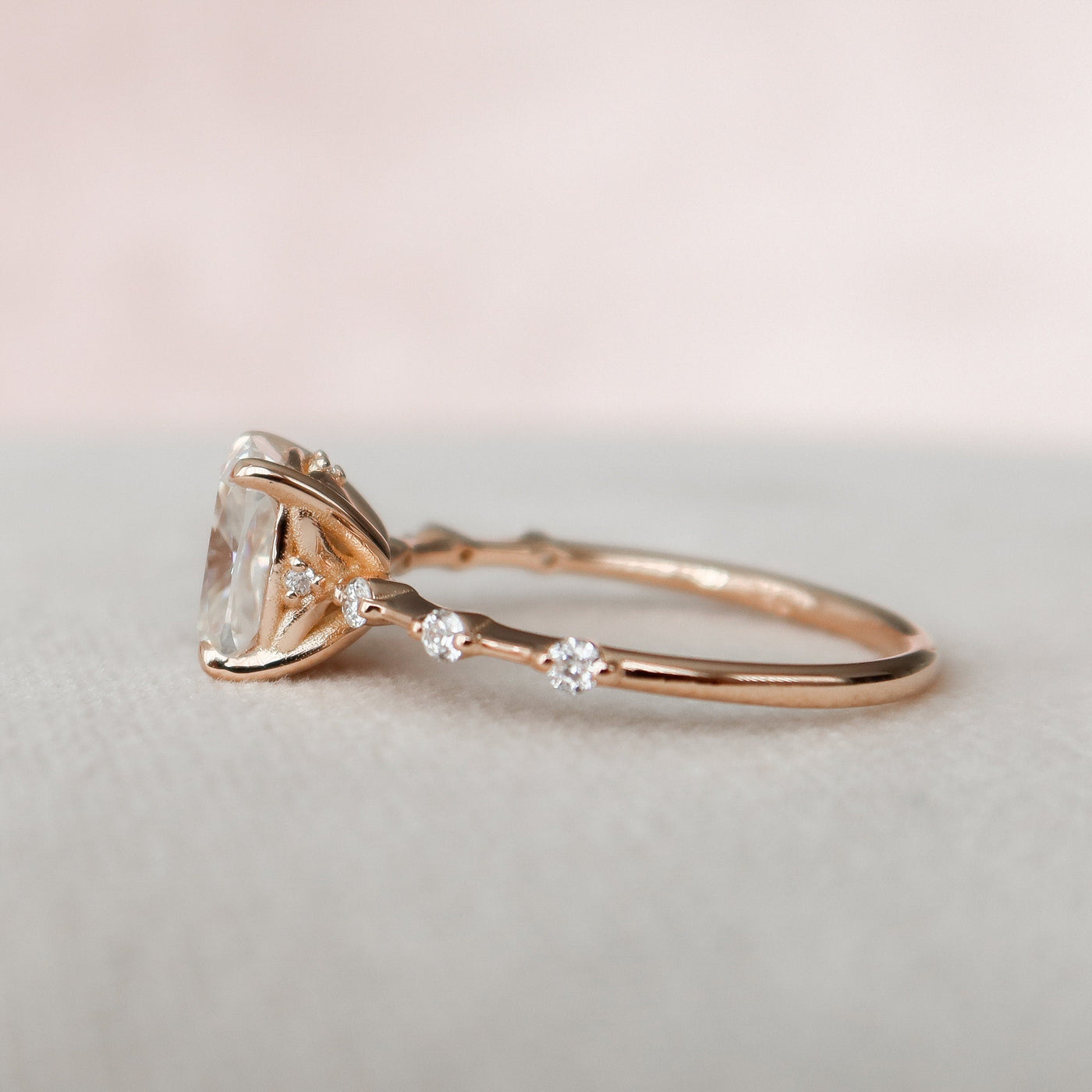 2.0CT Elongated Cushion Cut Moissanite Solitaire Engagement Ring ...