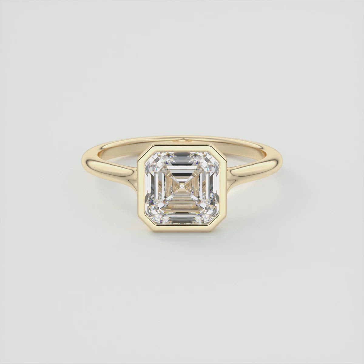 2CT Flush Stacking Asscher Bezel Solitaire Moissanite Engagement Ring ...